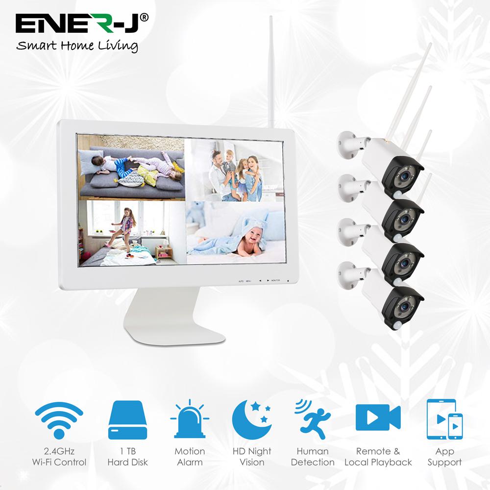 Premium Wireless CCTC Kit with 4 x Outdoor Bullet Cameras, 15.6 monitor ...